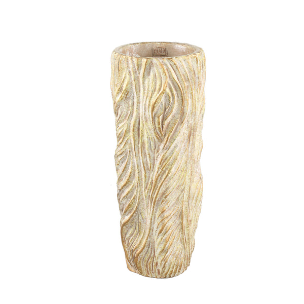 Alexio Cream Round Cement Pot Wavy Lines High L Ø20xH45cm PTMD – Living ...